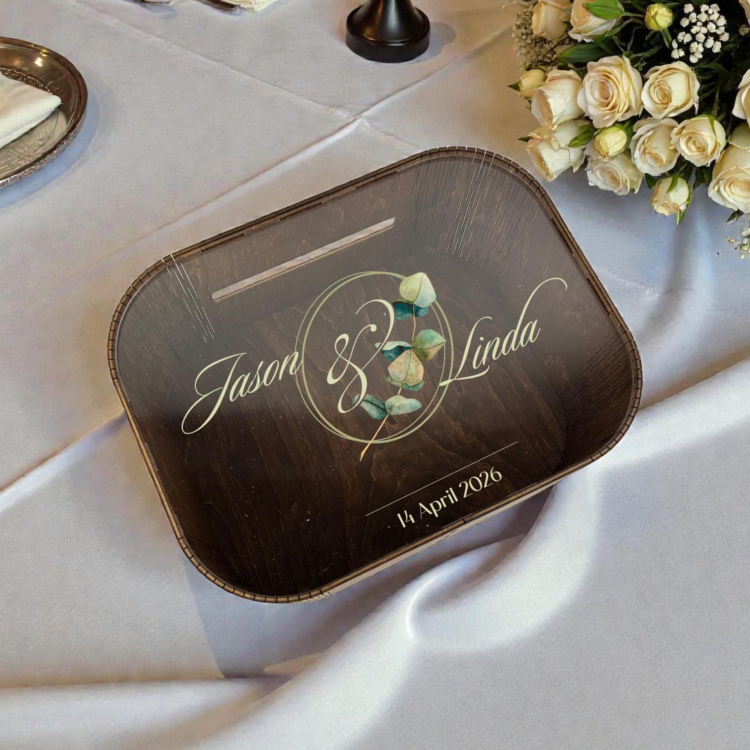 Custom Wedding Keepsake Box & Card Holder: Eucalyptus Greenery Post Box ...