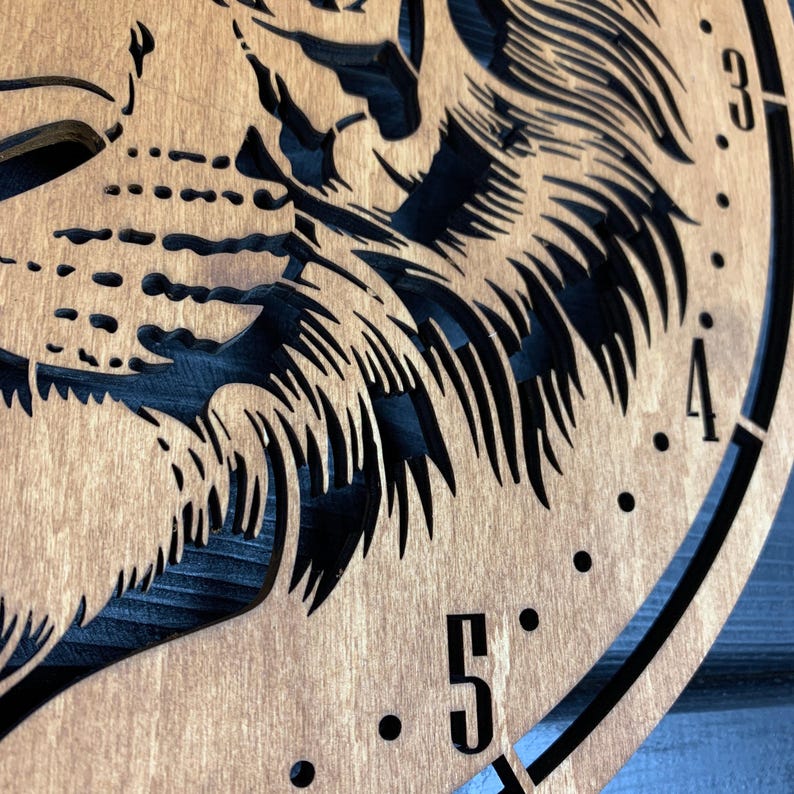 Tiger Wall Clock Wood Gift for Women Girl Tiger Gift 5th Anniversary ...