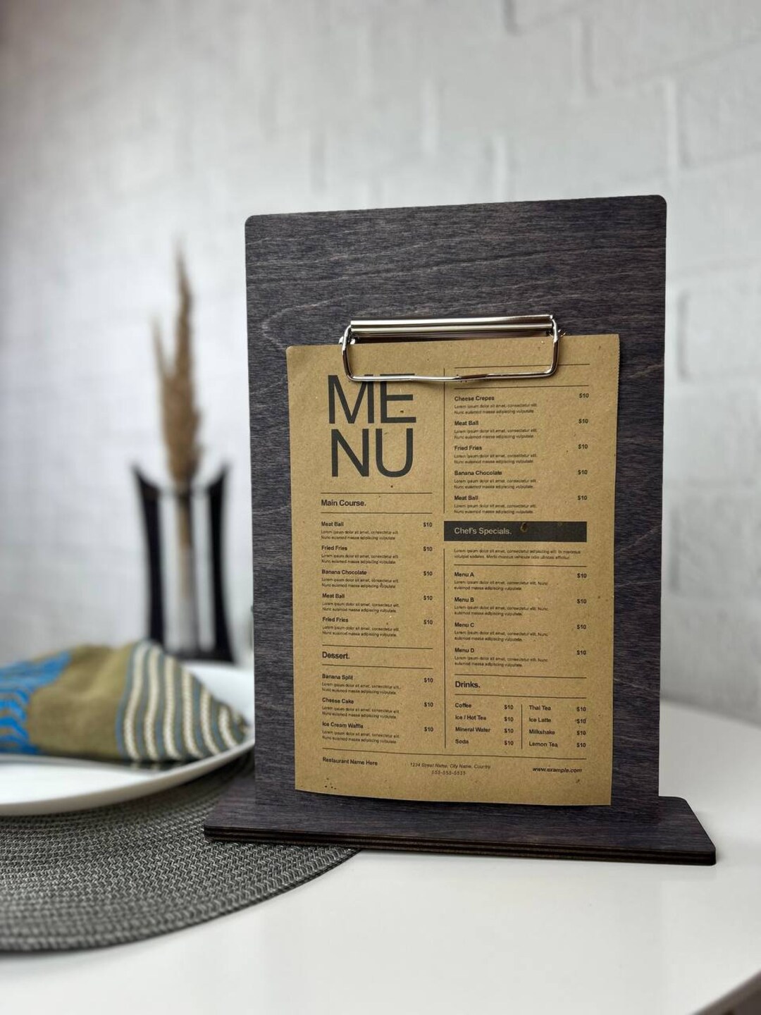 Tabletop Menu Stand, Boho Menu Holder, Wood Menu Stand, Menu Wedding ...