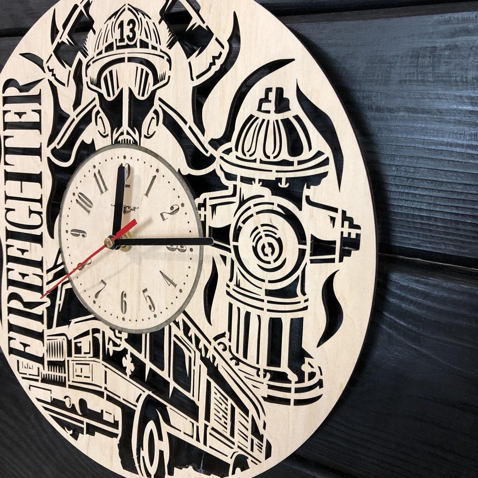 Personalized Firefighter Clock – 5th Anniversary Gift & Dispatcher Wall ...