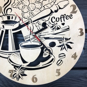 Coffee Wall Clock, Kitchen Coffee Wall Clocks, Cafe Wall Clock, Coffee ...