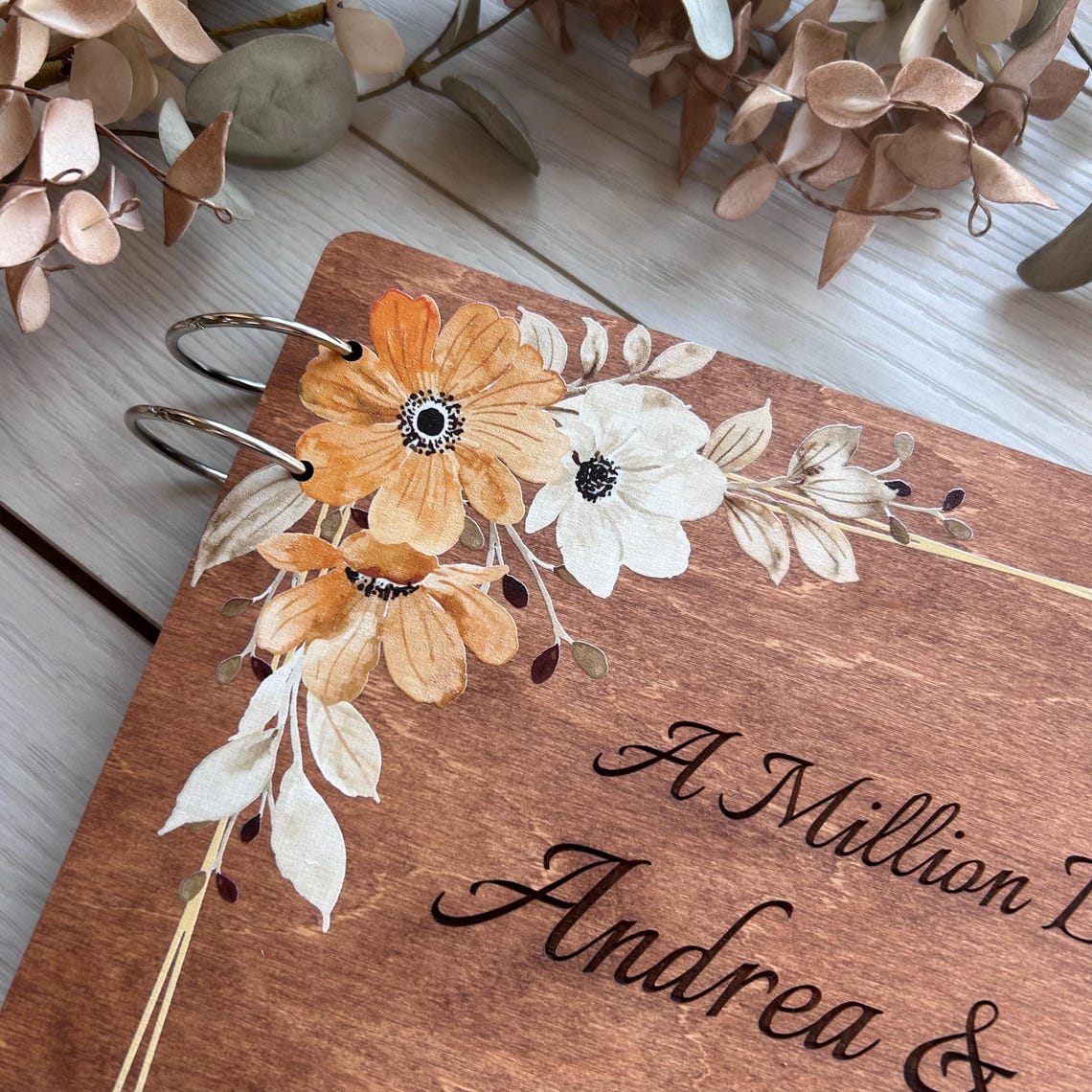 Custom Autumn Wedding Book, Wedding Organizer, Rust Orange Flowers ...
