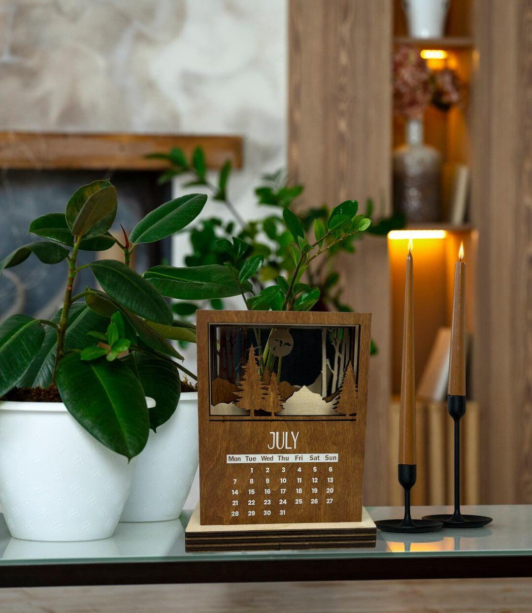 Perpetual Wooden Calendar, Wooden Desk Calendar, Minimalist Calendar ...