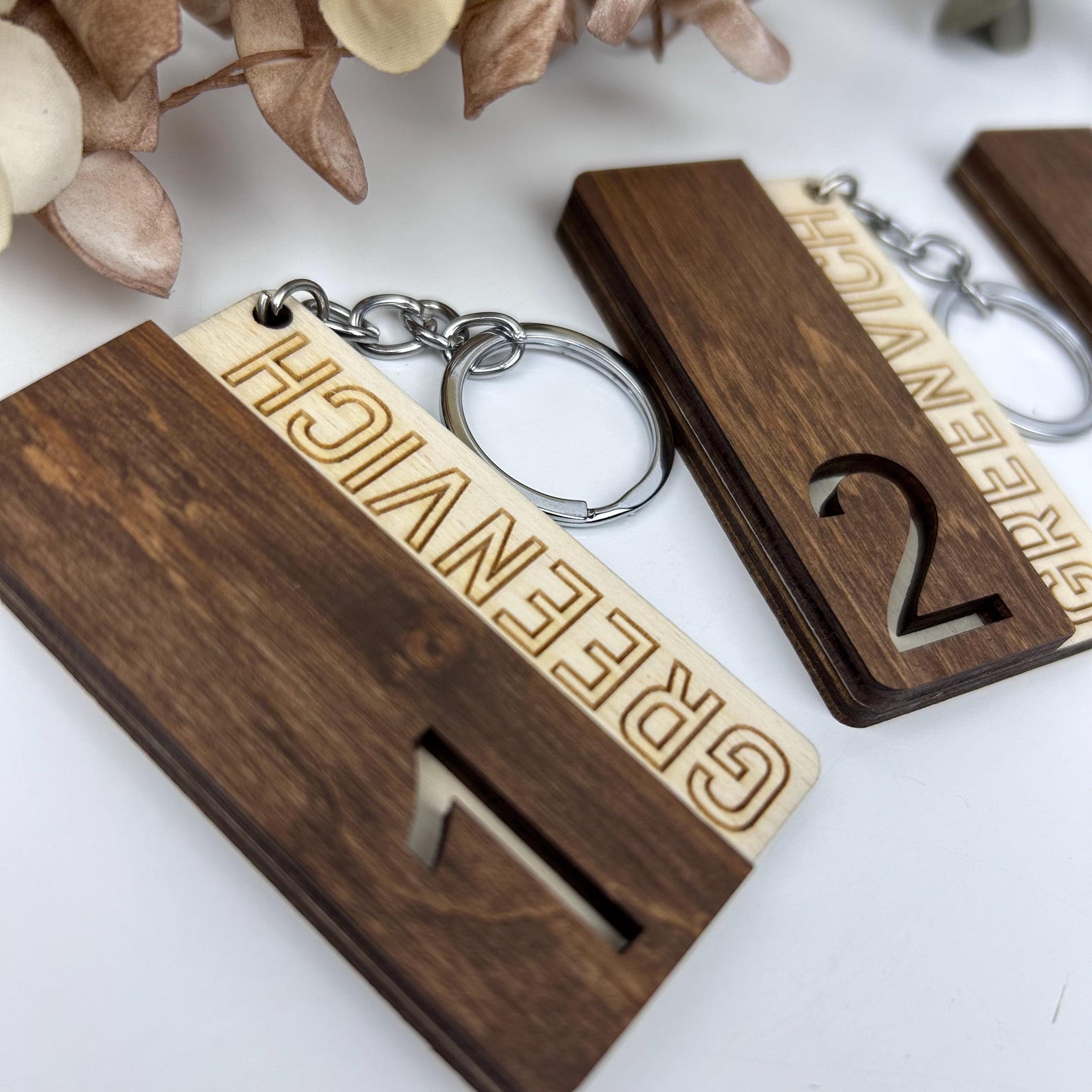Wooden Engraved Keychains, Custom Keychain, Office Keychain, Rustic ...