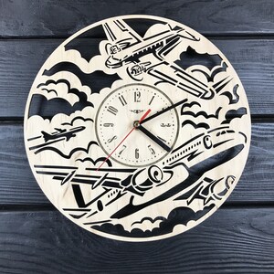 Airplanes Wall Clock Gift for Men Women 5th Anniversary Gift ...