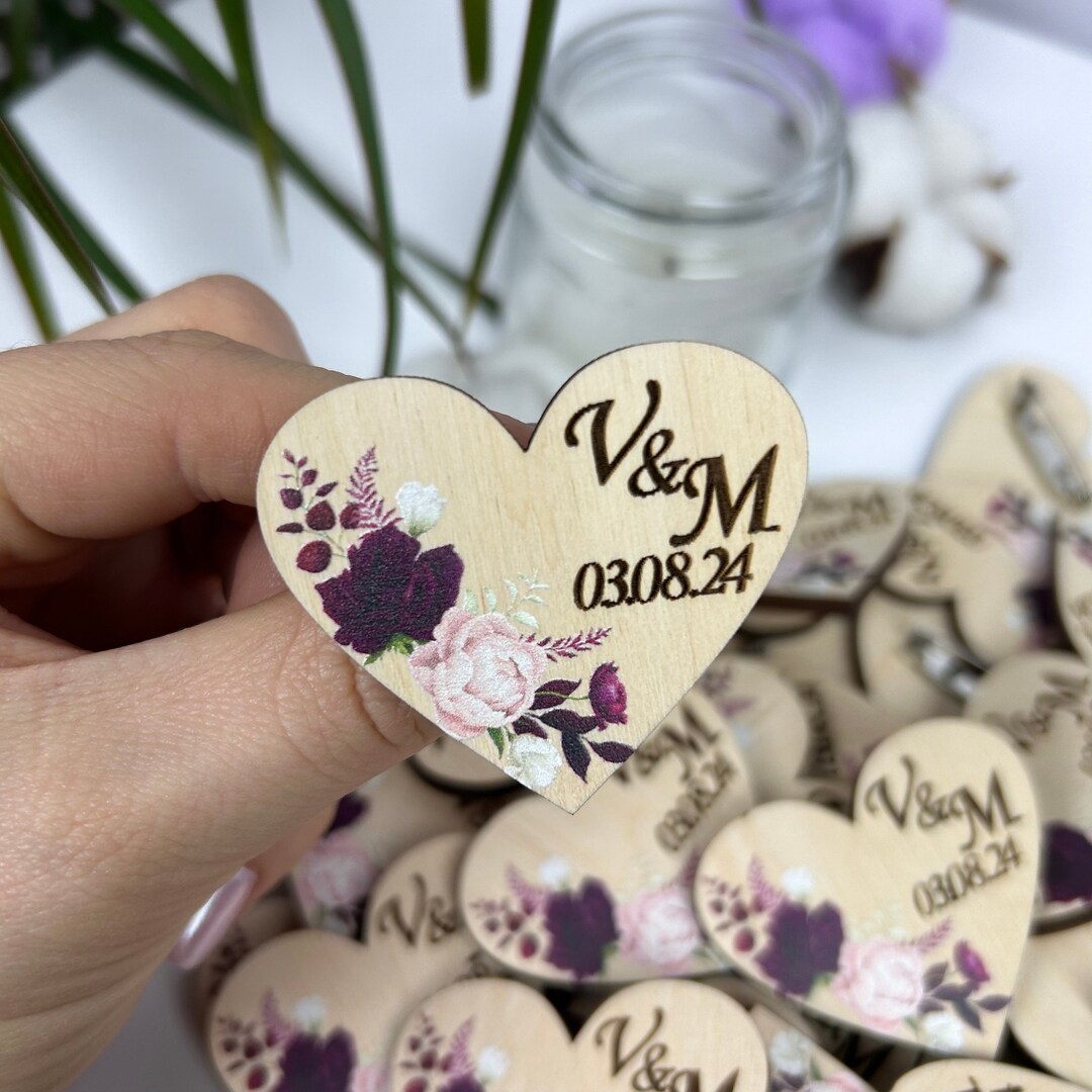 Small Guest Boutonniere, Personalized Pins, Rustic Wedding Signs ...