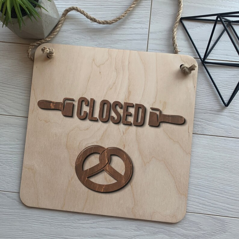 Double Sided Door Signs Wood Open Closed Door Signs Bakery - Etsy
