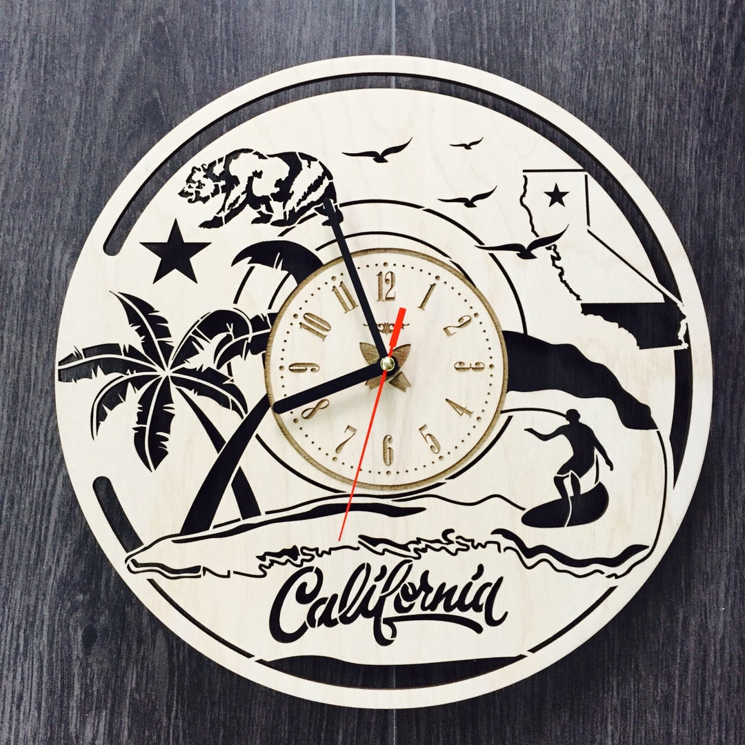California Wall Clock Wood Gift Idea California Gift 5th Anniversary ...