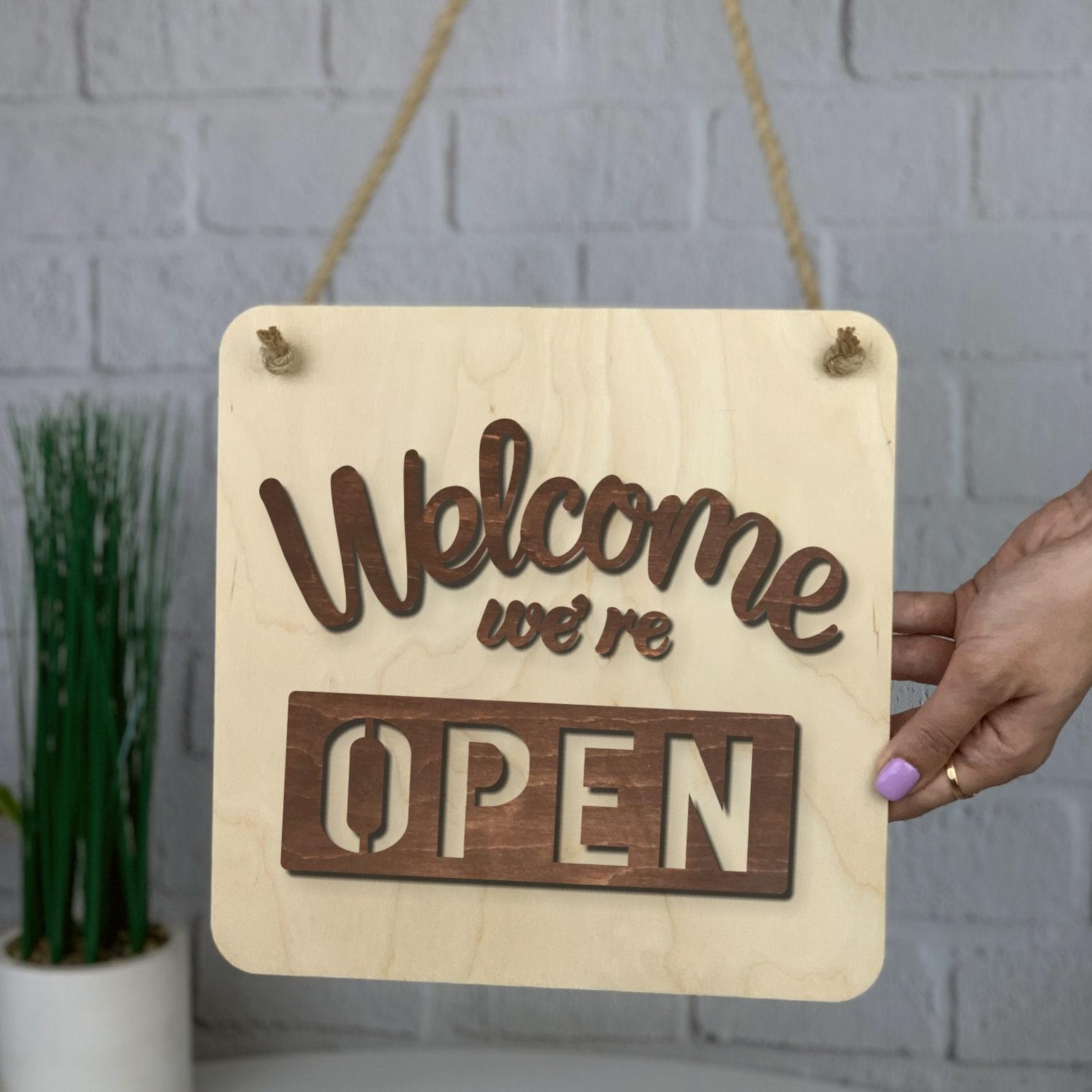 Double Sided Door Signs, Wooden Open Closed Sign & Boutique Business ...