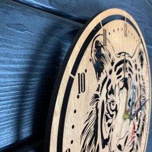 Tiger Wall Clock Wood Gift for Women Girl Tiger Gift 5th Anniversary ...