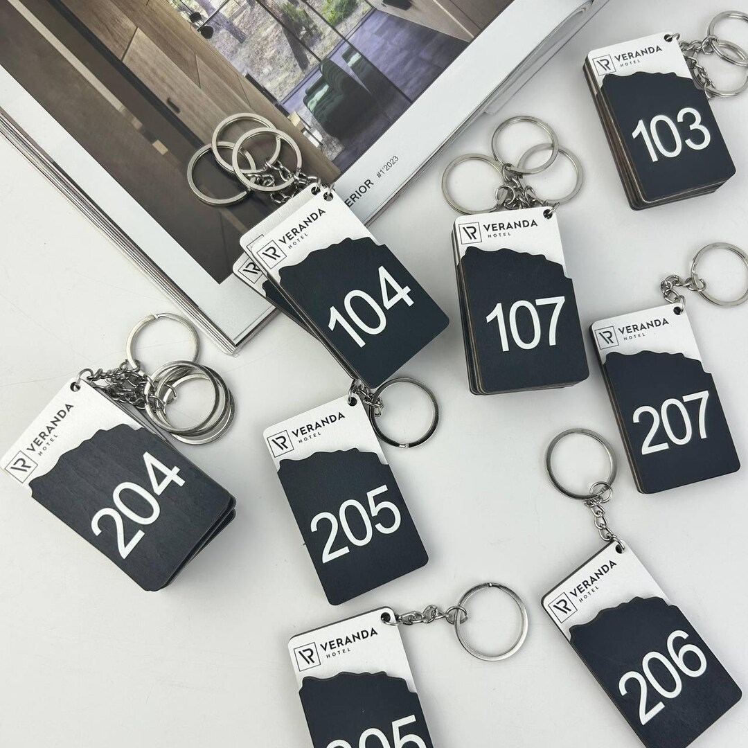 Black Wood Key Number Chain, Hotel Number Keyrings, Room Number Tag ...