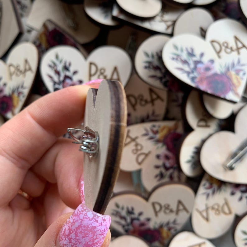 Personalized Wedding Boutonnieres, Custom Name Heart Brooch, Wedding ...