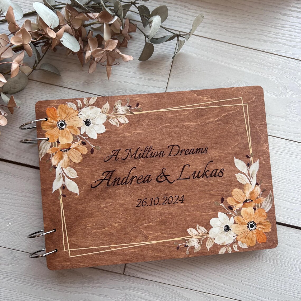 Custom Autumn Wedding Book, Wedding Organizer, Rust Orange Flowers ...