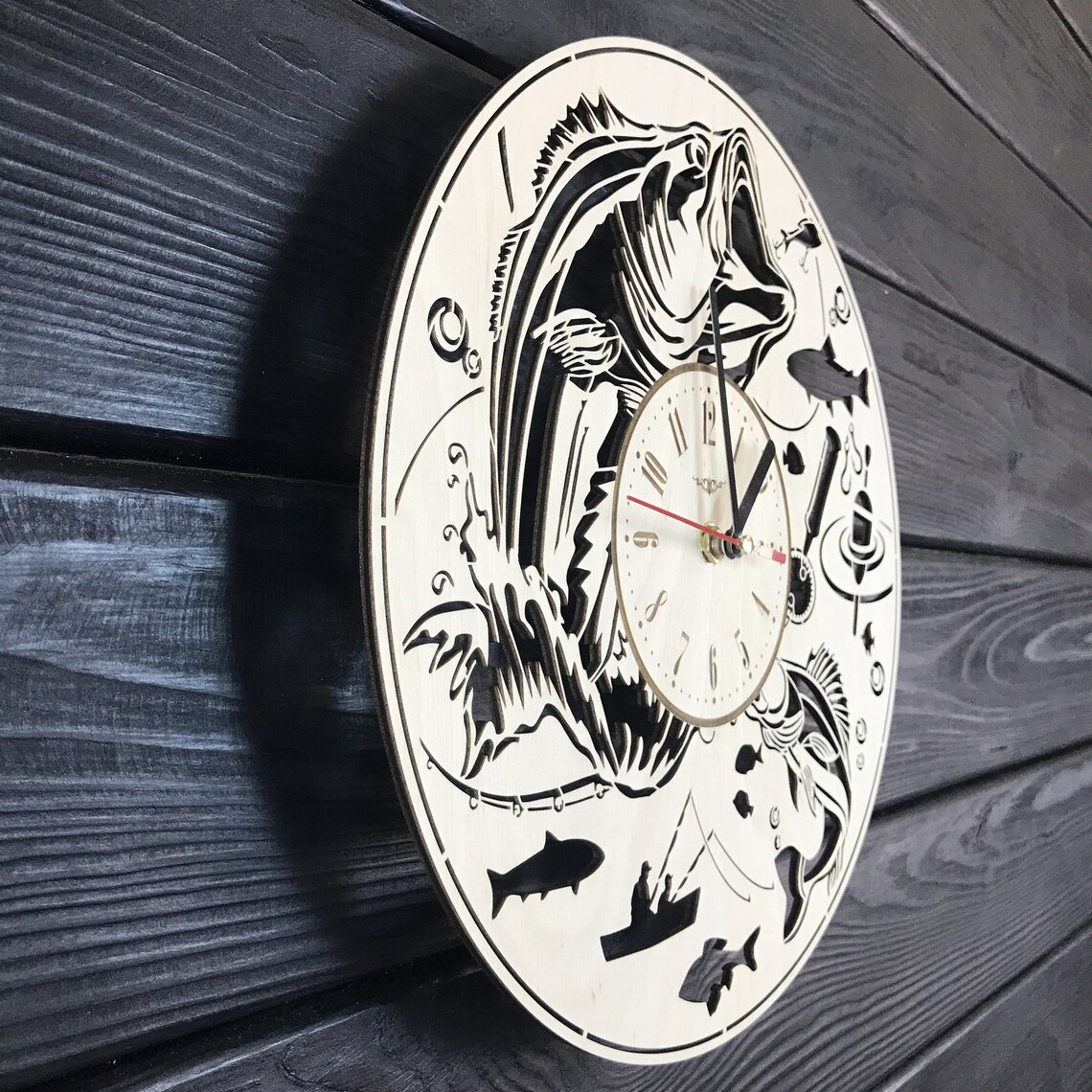 Fishing Wall Clock Wood Gift for Men Fisherman Gift 5th - Etsy