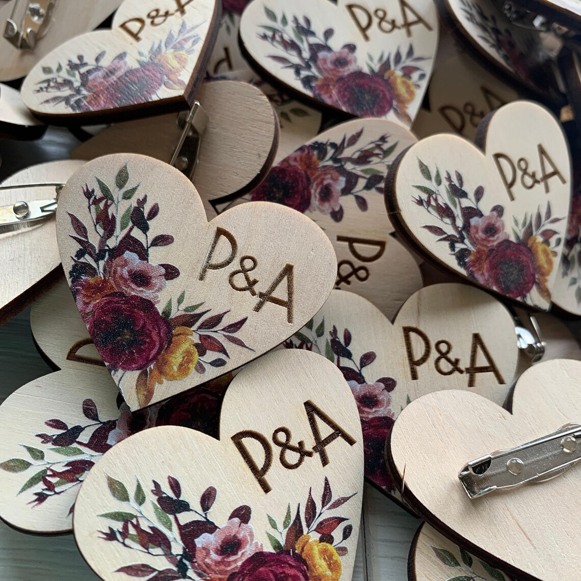 Personalized Wedding Boutonnieres, Custom Name Heart Brooch, Wedding ...