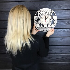 Rugby Wall Clock Gift for Sportsman 5th Anniversary Gift Personalize ...