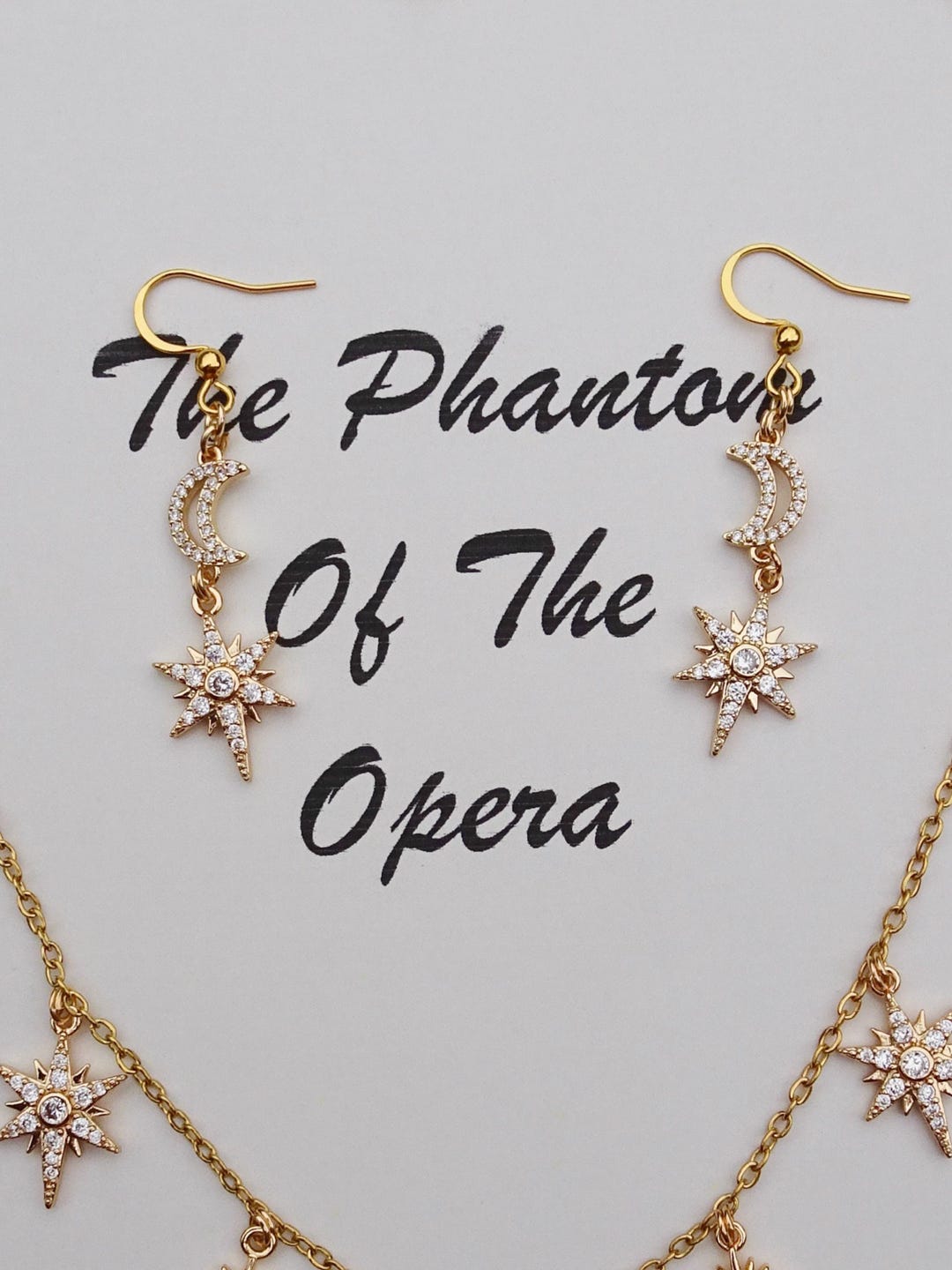 The Opera Earrings | Victorianevermoreshop Phantom of the Opera Celestial Stars Moon Victorian ...
