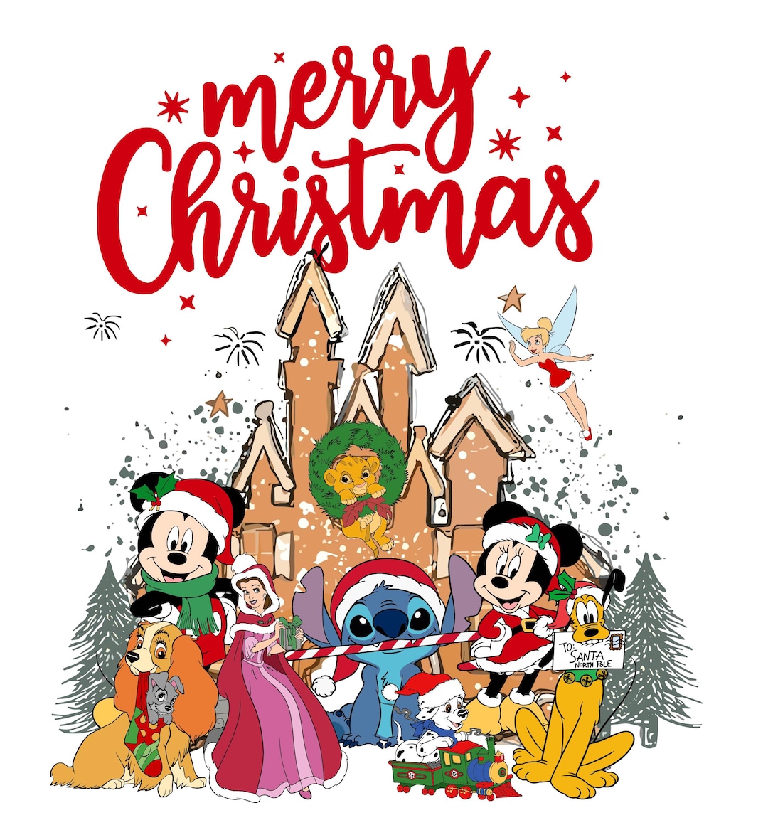Disney Merry Christmas Disney/disney Characters / Digital Design - Etsy