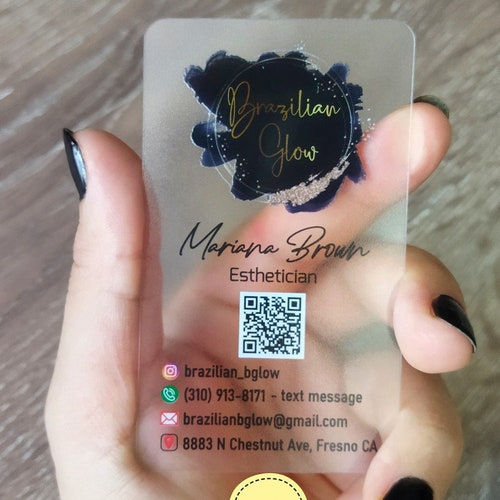 Transparent Business Card Clear QR Code Pvc Acrylic Frosty - Etsy