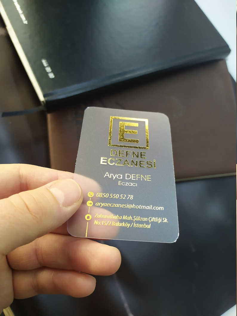 Clear Transparent Plastic Business Cards, Gold Foil, Frosty, Small ...