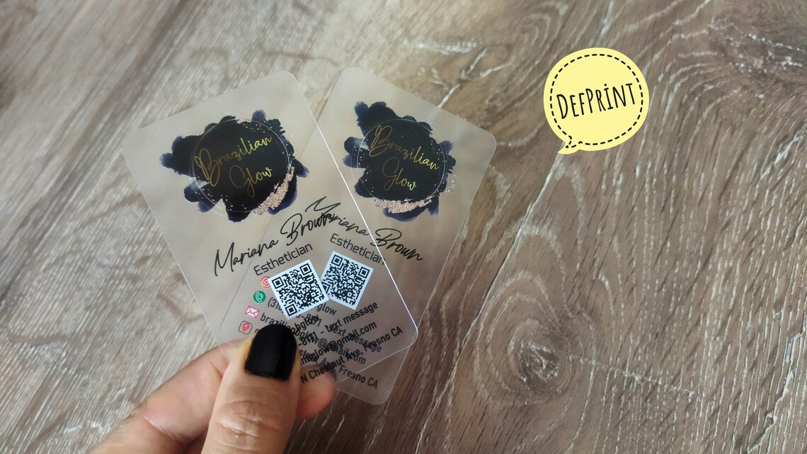 Transparent Business Card Clear Esthetician QR Code Pvc - Etsy