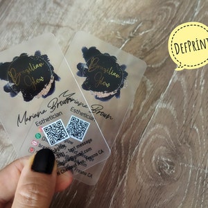 Transparent Business Card, Clear, Esthetician, QR Code, Pvc, Acrylic ...