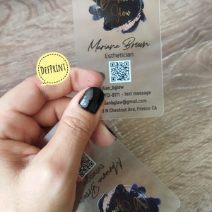 Transparent Business Card, Clear, Esthetician, QR Code, Pvc, Acrylic ...