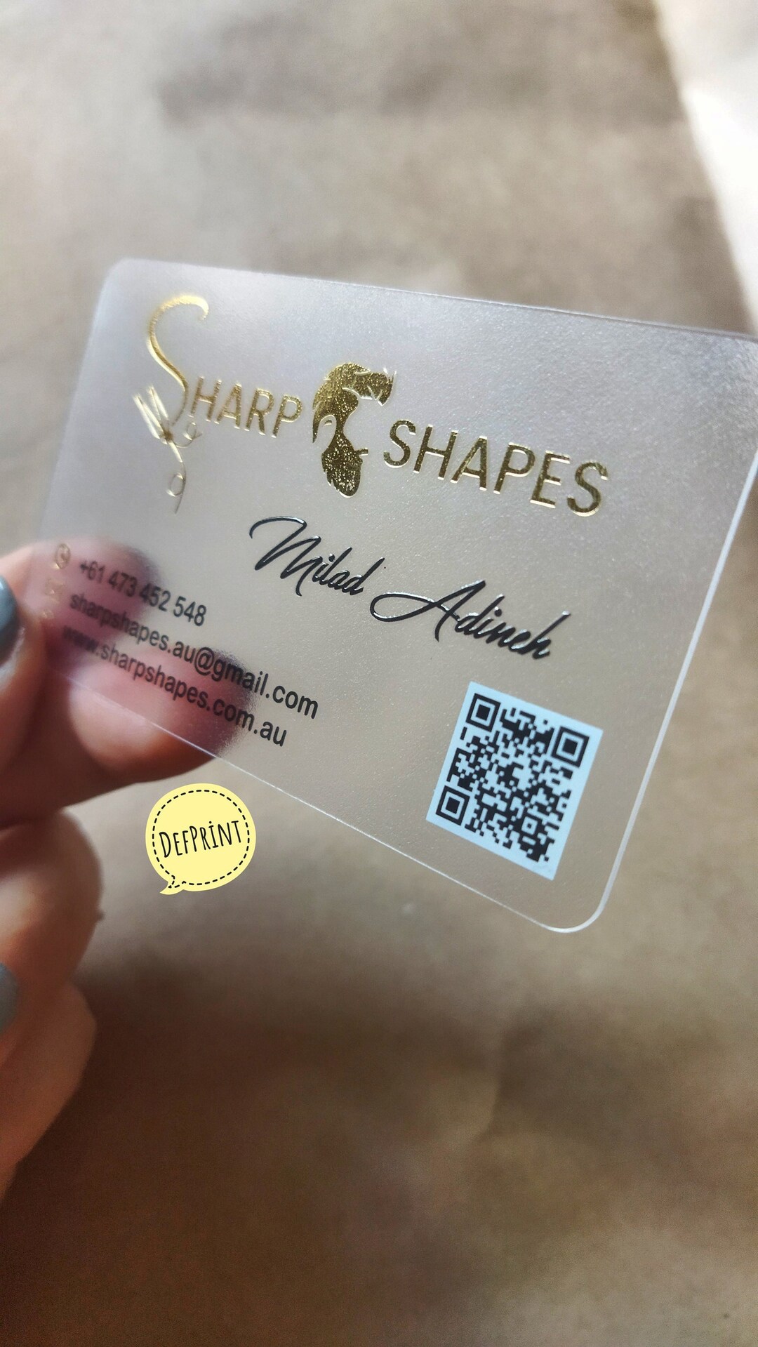 Pvc, Transparent Plastic Business Cards, Barber, Hairdresser, Gold Foil ...