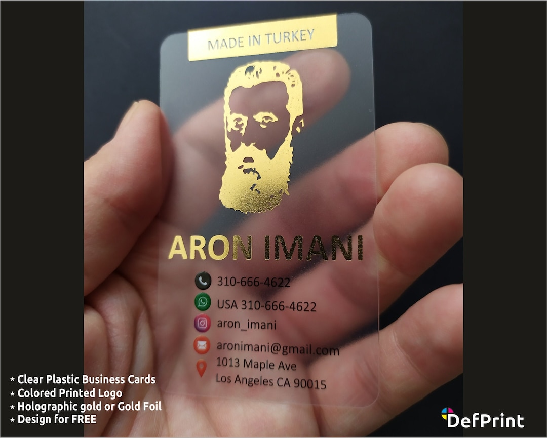 Clear, Transparent Plastic Business Cards, Barber, Hairdresser, Gold ...