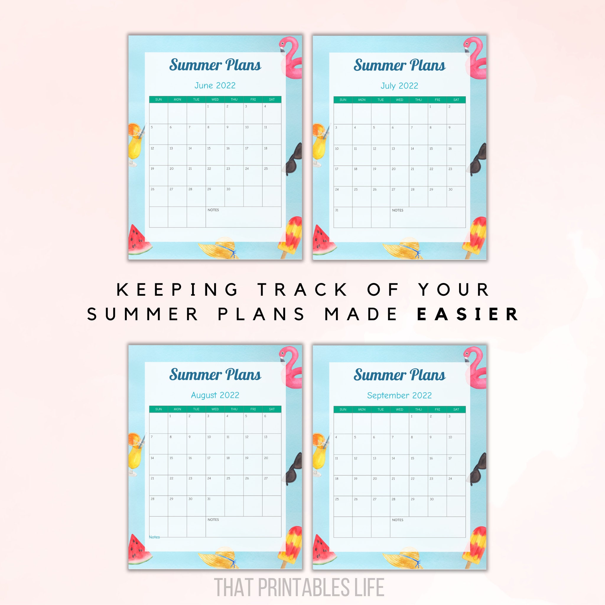 Printable Planner Summer Bucket List Journal Printable Summer Planner ...