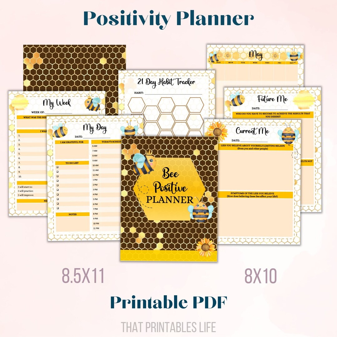 Printable Planner | Positivity Planner | Positivity Journal | US Letter ...