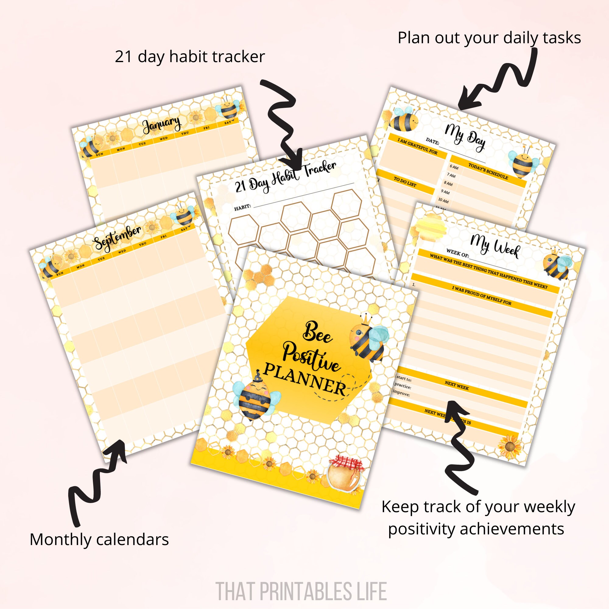 Printable Planner Positivity Planner Positivity Journal US Letter ...