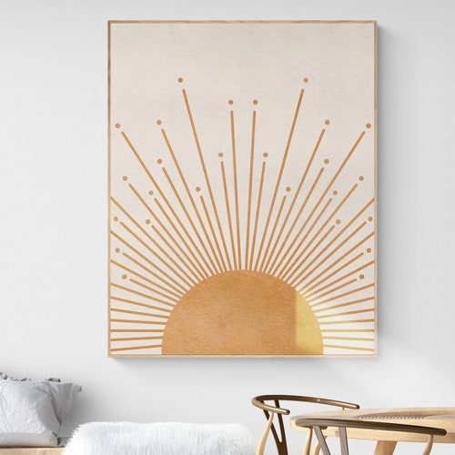 Minimalist Sun Wall Art Sunshine Wall Art Gold Sun Home - Etsy