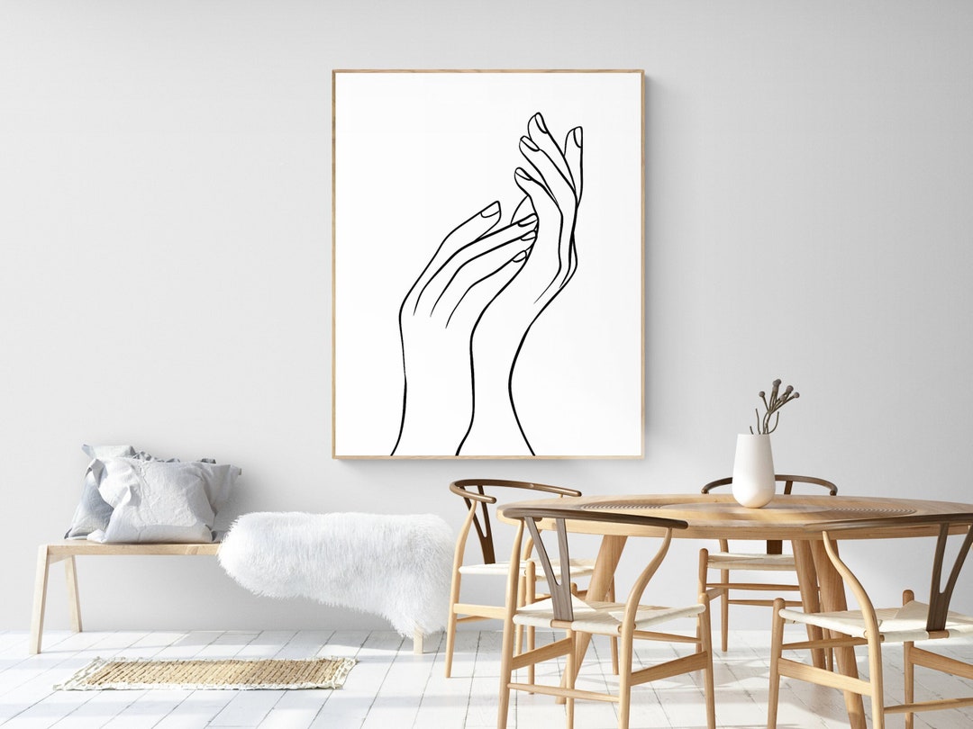 Hands Line Drawing Print, Holding Hands Wall Art, Couple Sketch Print ...