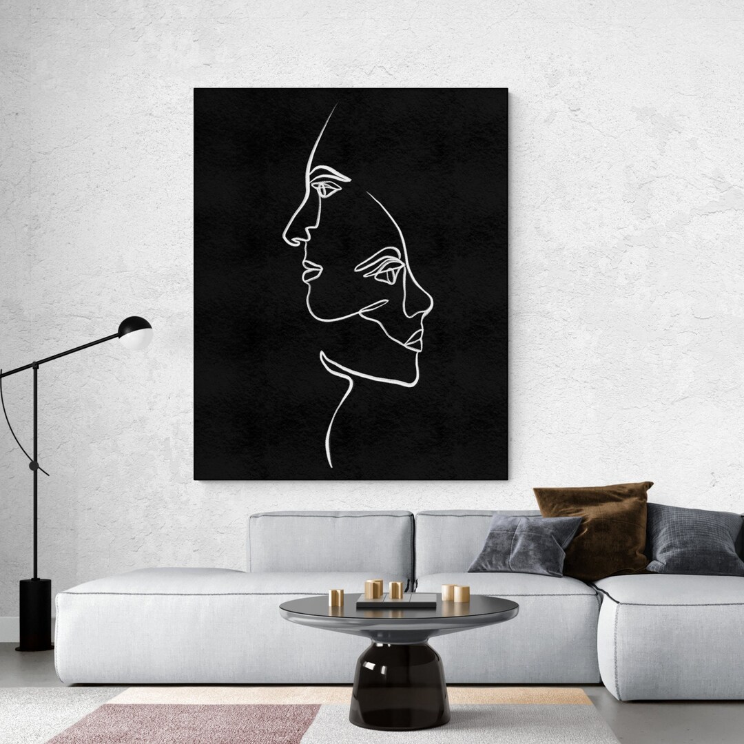 Couple One Line Drawing, Minimalist Line Art, Bedroom Wall Art, Gallery ...