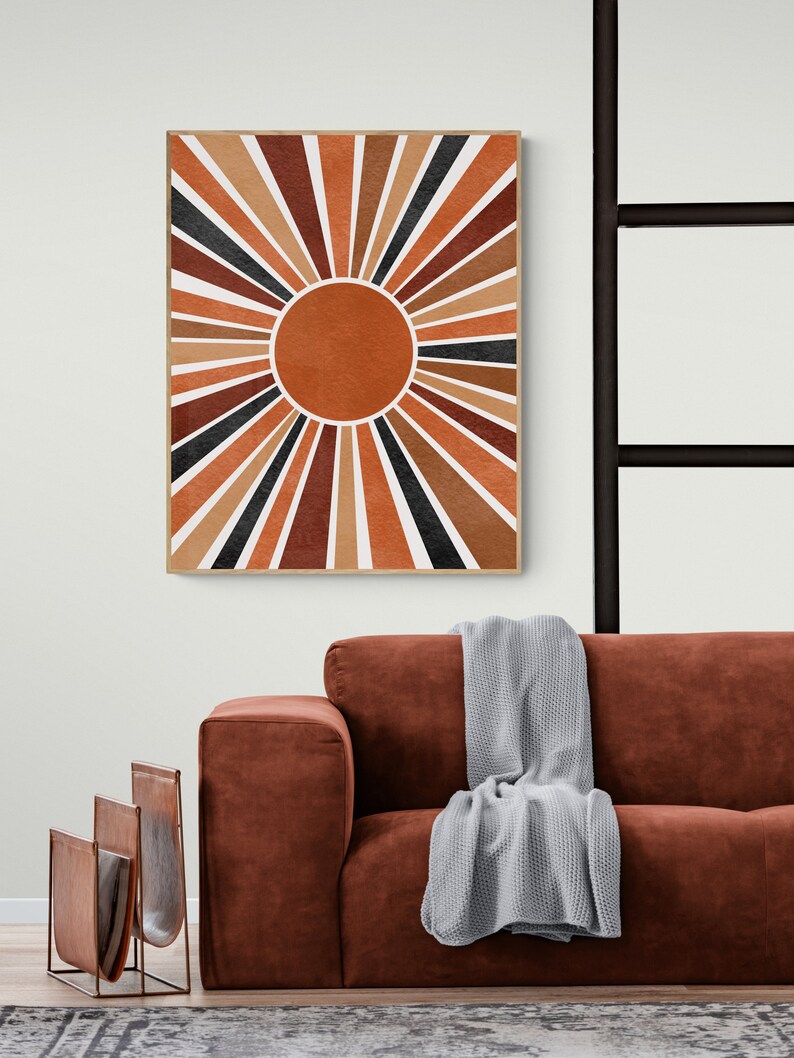 Mid Century Modern Sun Print Printable Geometric Sun Art - Etsy