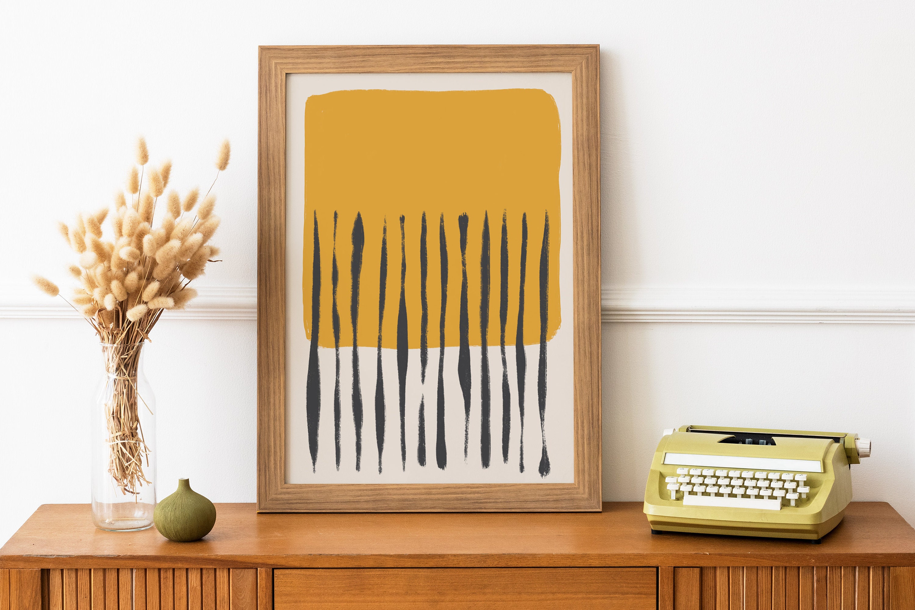 Yellow Abstract Shape Art Print Printable Wall Art Mid - Etsy