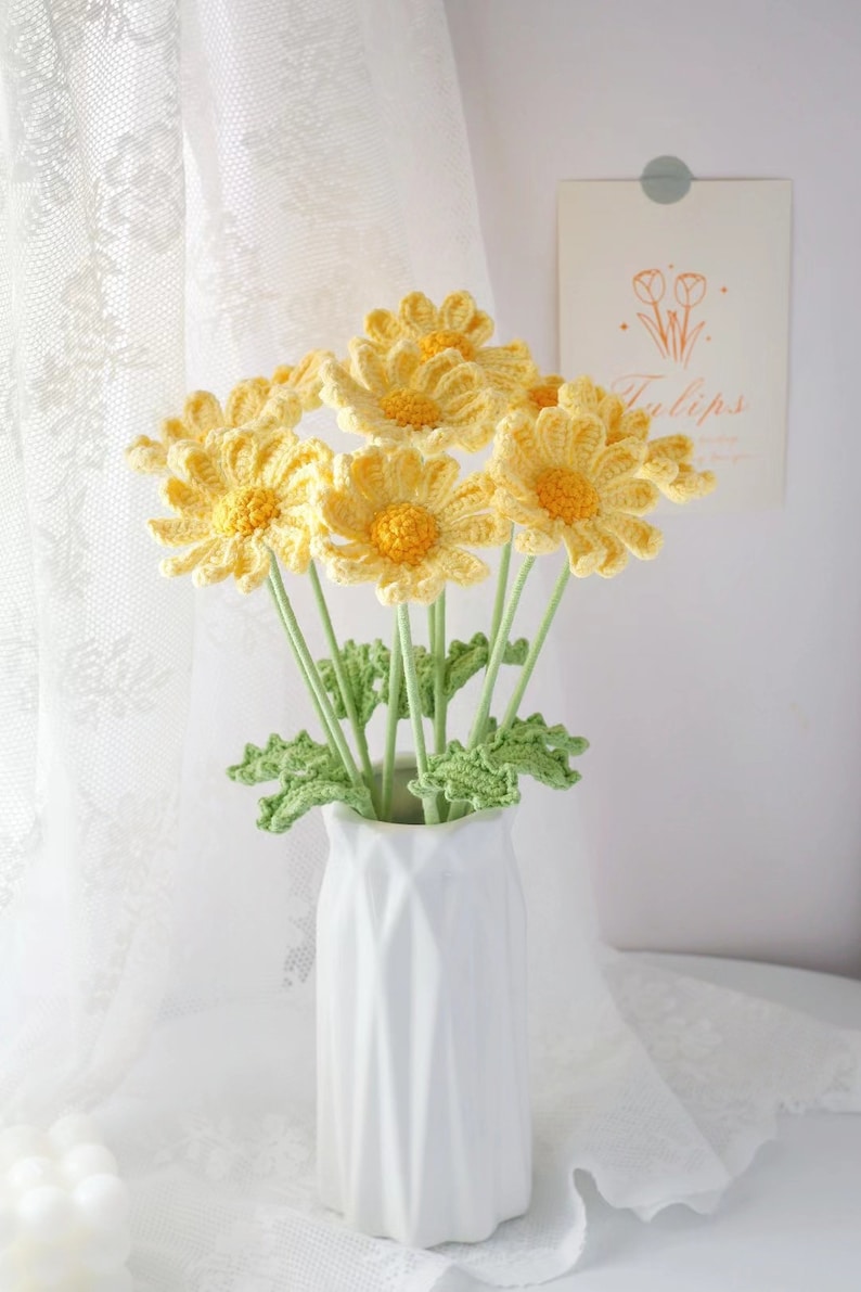 Crochet Daisy Flower, Set of 10, Hand Made, Personalized Gift for ...