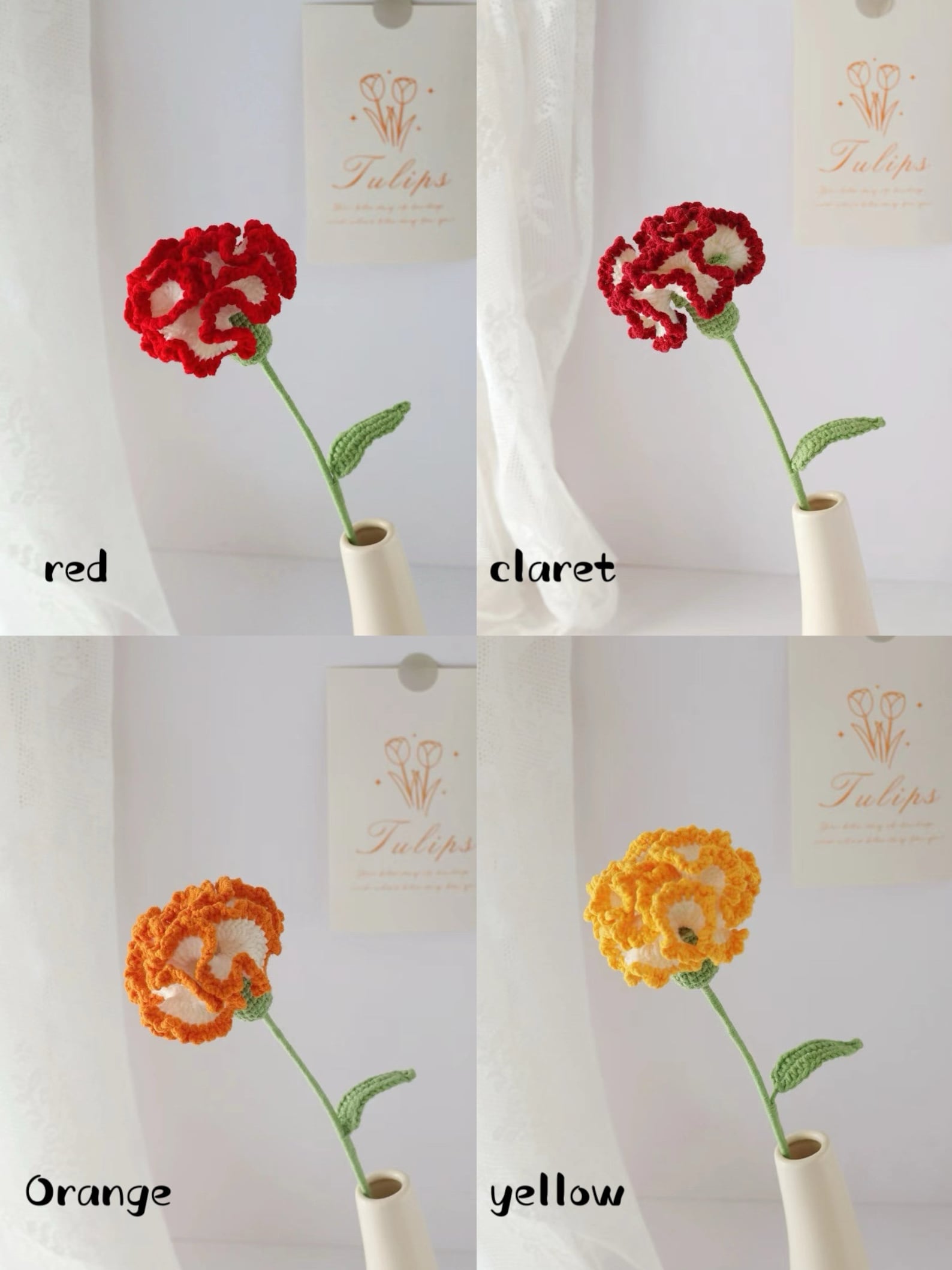 Crochet Carnation, Handmade Carnation, Personalized Gift for Mother ...