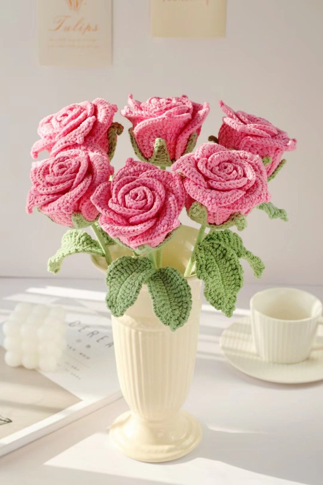 Crochet Red Rose Pink Rose, Handmade Rose, Personalized Gift for Girl ...