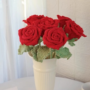 Crochet Red Rose Pink Rose, Handmade Rose, Personalized Gift for Girl ...