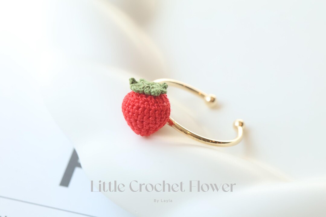 Micro Crochet Strawberry Ring, Handmade Ring, Handmade Jewelry ...