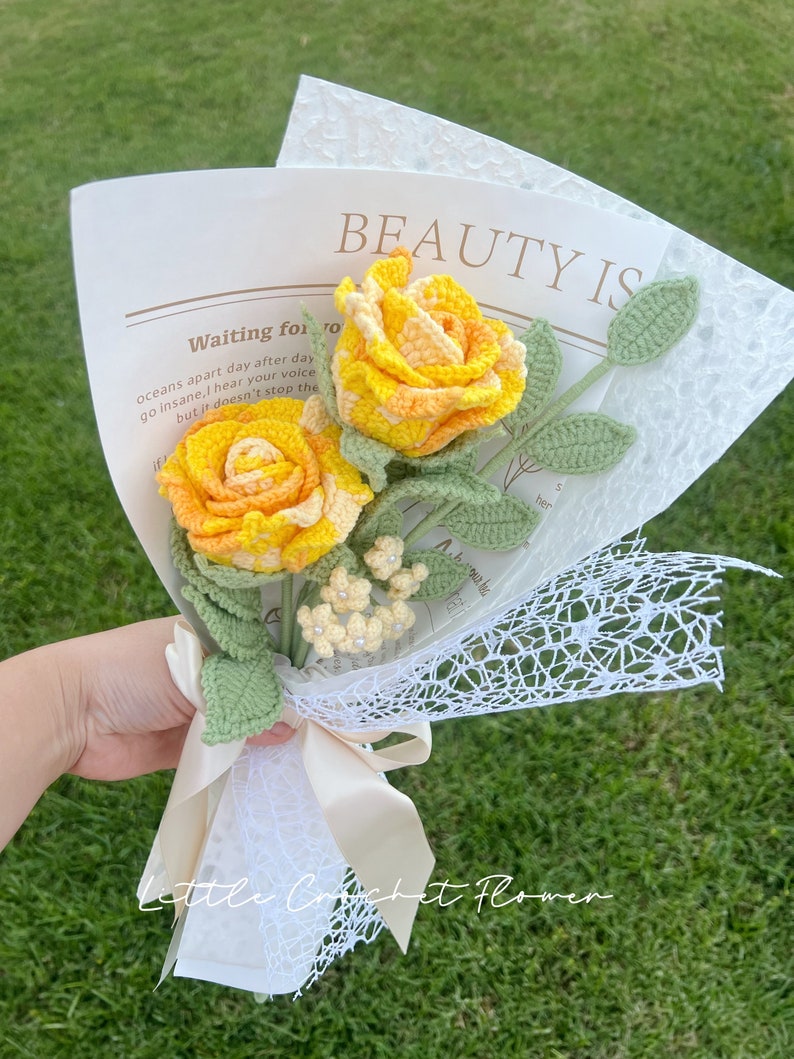 Crochet Rose Bouquet, Hand Made, Personalized Gift for Girl Friend ...