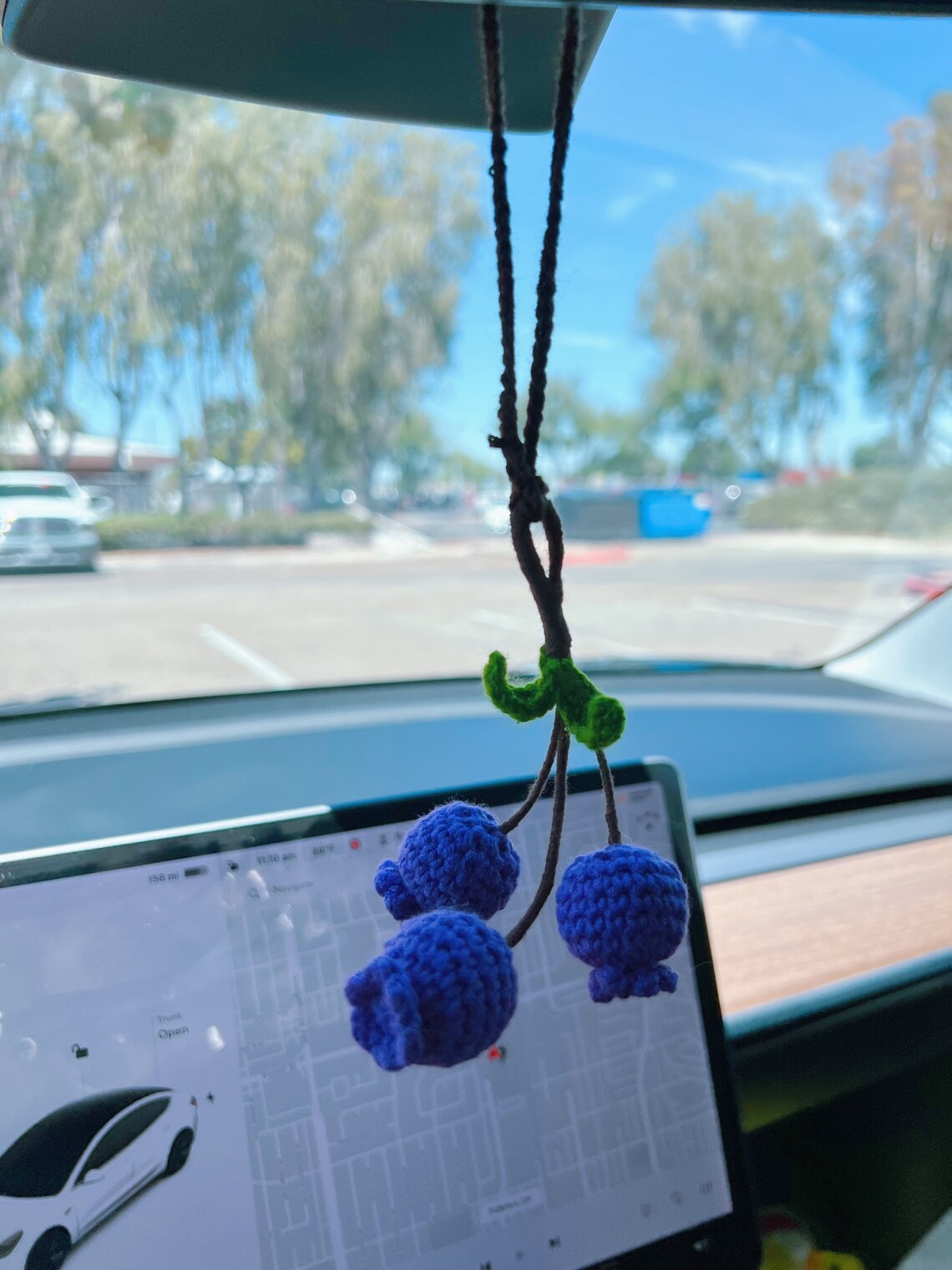 Blueberry Car Mirror Hanging Accessories Crochet Blueberry - Etsy