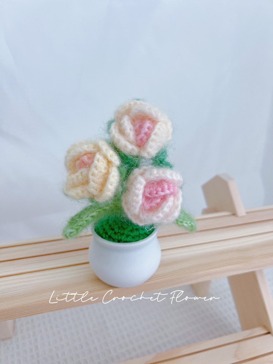 Crochet Mini Rose in the Pot Hand Made Personalized Gift - Etsy