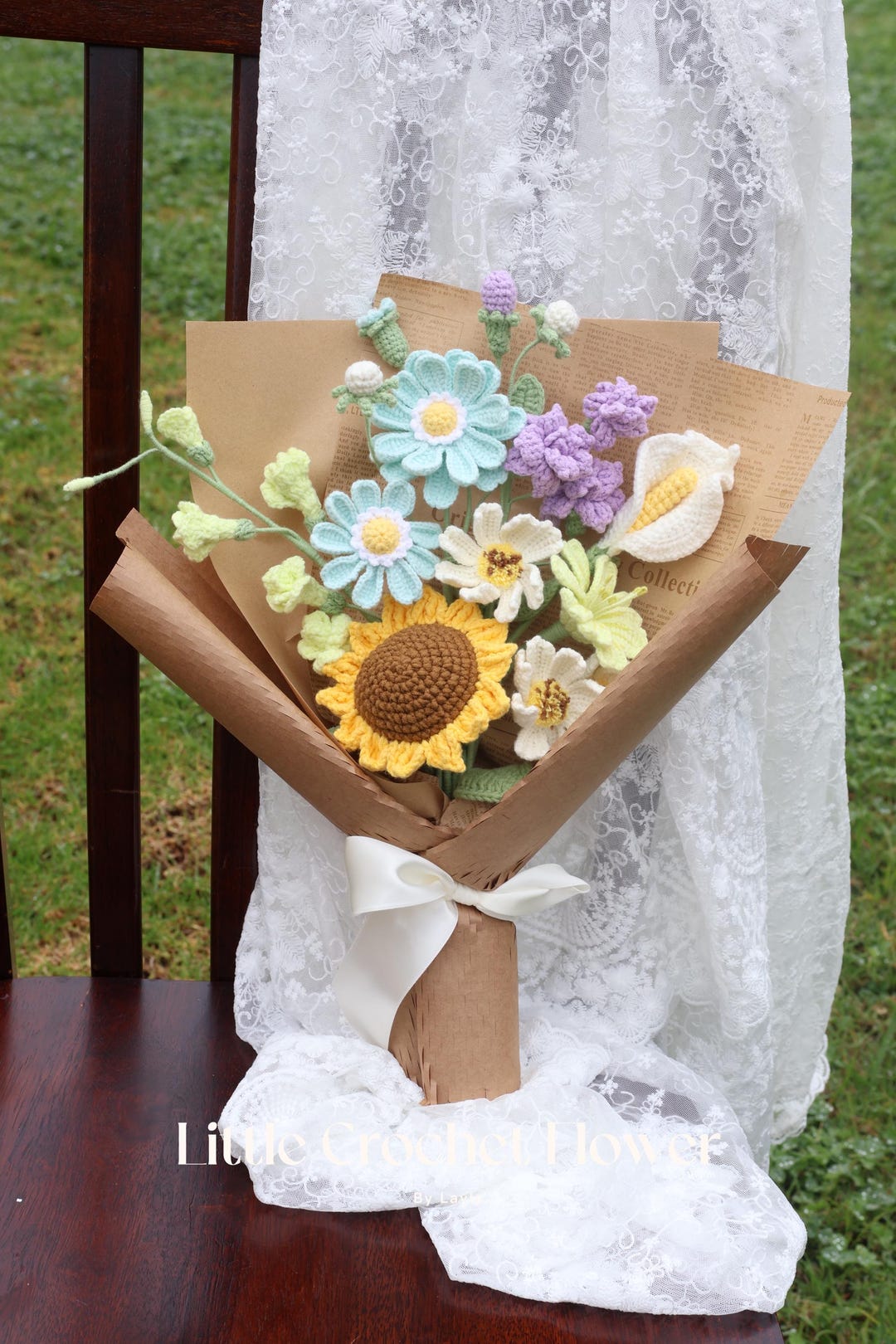 Crochet Daisy and Sunflower Bouquet Unique Yarn Floral Gifts Handmade ...