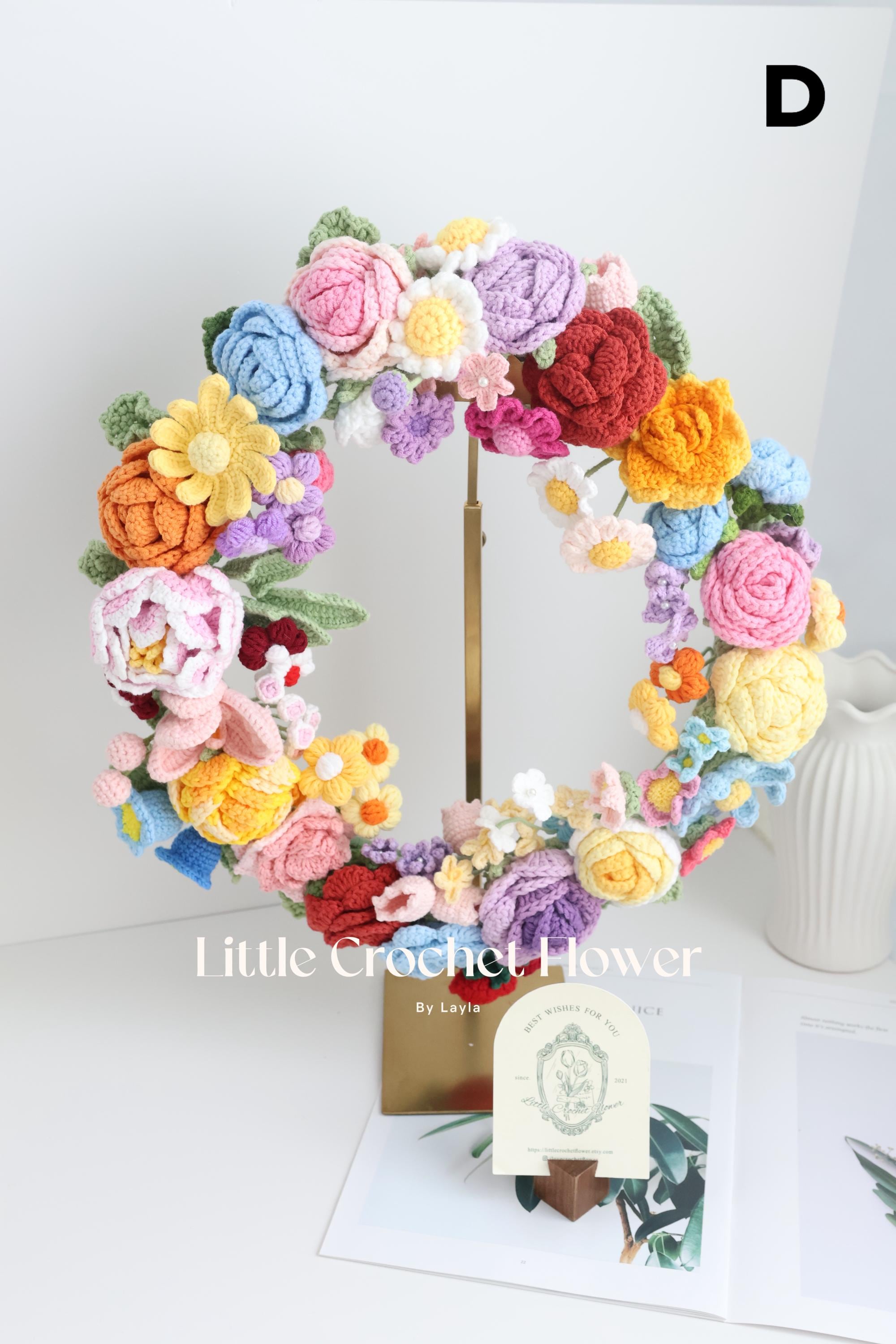 Crochet Spring Flower Wreath Handmade Flower Wreath Personalized Gift ...