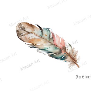 Feather Watercolor Clipart Boho Feather Digital Clipart - Etsy