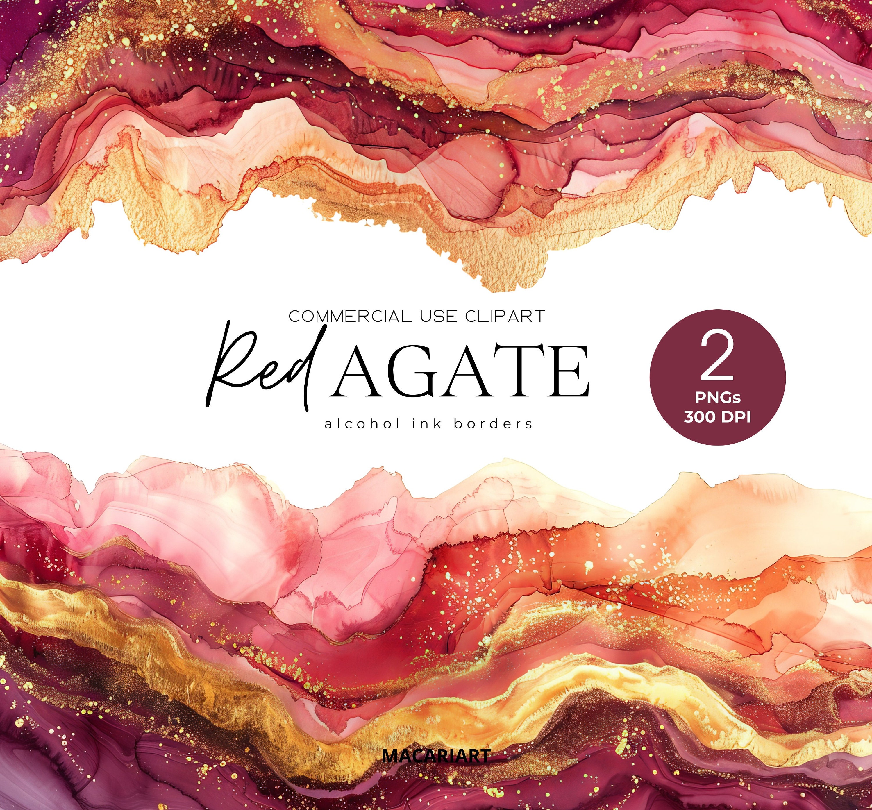Burgundy Agate Borders Clipart Gold Glitter Red Marble Border Geode ...