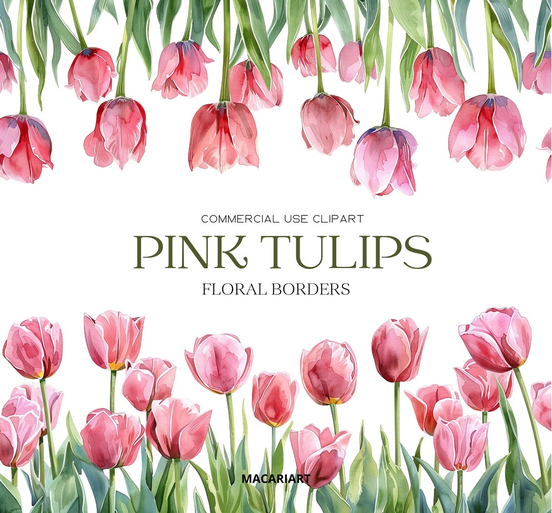 Pink Tulips Clipart Watercolor Spring Flowers Tulip Png Watercolor ...